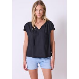 Damen Shirtbluseschwarz void blau, Gr. 38, STREET ONE STUDIO, unifarben, Stoff, 100% Viskose, Blusen, Feel Good Fit