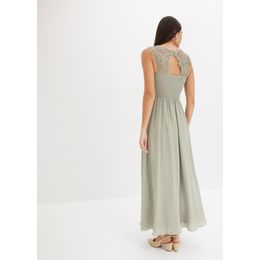 bonprix Damen Maxikleid "Maxikleid mit Spitze", gr&uuml;n, festlich, Gr. 52, unifarben, Spitze, Obermaterial: 100% Polyester. Futter: 100% Polyester.