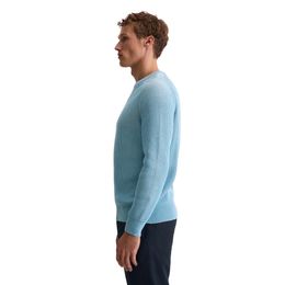 Marc O'Polo MARC O'POLO Herren Rundhalspullover "aus Bio-Baumwolle", blau, Gr. M, unifarben, Obermaterial: 100% Baumwolle, Pullover