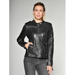Mustang Damen Lederjacke "Nila", schwarz, Gr. XS, Obermaterial: 100% Lammleder; Futter: 100% Baumwolle; &Auml;rmelfutter: 100% Polyester, Jacken
