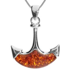 OSTSEE-SCHMUCK Damen Kette mit Anh&auml;nger "- Anker - Silber 925/000 - Bernstein", 45, Silber 925 (Sterlingsilber), silber, Silber 925 (Sterlingsilber),