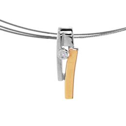 OSTSEE-SCHMUCK Damen Kette mit Anh&auml;nger "- Gleiter-Sunny Exklusiv - Silber 925/000 & Gold 585/000 - Zirkonia", 45, Silber 925 (Sterlingsilber),