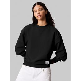 Damen Sweatshirt "A- LS BADGE LOGO TERRY CREW NK", schwarz, Gr. XXS, Calvin Klein Jeans, unifarben, Sweatware, Obermaterial: 100% Baumwolle,