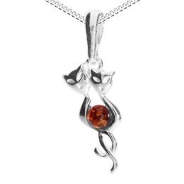 OSTSEE-SCHMUCK Damen Kette mit Anh&auml;nger "- Katze - Silber 925/000 - Bernstein", 42, Silber 925 (Sterlingsilber), silber, Silber 925 (Sterlingsilber),