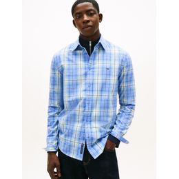 Tommy Jeans Herren Langarmhemd "TJM REGULAR POPLIN PATTERN"light horizon blau, big check, Gr. S, kariert, Web, Obermaterial: 100% Baumwolle, Hemden,