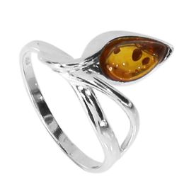 OSTSEE-SCHMUCK Damen Fingerring "- Ines - Silber 925/000 - Bernstein", 58, silber, Fingerringe