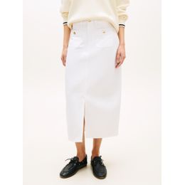 Tommy Hilfiger Damen Bleistiftrock "DNM WHITE MIDI STRAIGHT SKIRT HW"th optic wei&szlig;, Gr. 42, unifarben, Web, Obermaterial: 100% Baumwolle, R&ouml;cke