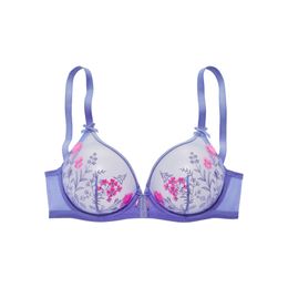 Lascana Damen B&uuml;gel-BH "Maria", Gr. 90blau, pink, Spitze, Obermaterial: 74% Polyamid, 23% Polyester, 3% Elasthan, BHs, Stickerei-Spitze, als