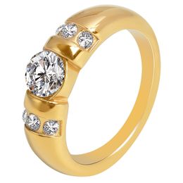 Adelia&acute;s ADELIA ́S Damen Fingerring "Damen Ring aus Edelstahl mit Zirkonia", 50, Edelstahl, gold, Edelstahl, Fingerringe