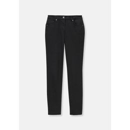 Madeleine Mode MADELEINE Damen Regular-fit-Jeans "Jeans Mid Waist Skinny-Hose mit Fransen", schwarz, Gr. 21, Obermaterial: 92% Baumwolle CO. 6% Polyester PES. 2%