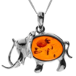OSTSEE-SCHMUCK Damen Kette mit Anh&auml;nger "- Elefant - Silber 925/000 - Bernstein", 42, Silber 925 (Sterlingsilber), silber, Silber 925