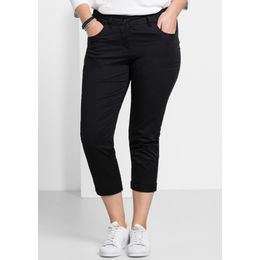 sheego Damen 7/8-Hose, schwarz, Gr. 54, unifarben, 97% Baumwolle, 3% Elasthan, Hosen