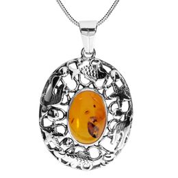 OSTSEE-SCHMUCK Damen Kette mit Anh&auml;nger "- Fischland 48x30 mm - Silber 925/000 - Bernstein", 60, Silber 925 (Sterlingsilber), silber, Silber 925