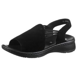 Ara Damen Riemchensandale "HAWAII", Gr. 35, schwarz, Veloursleder, unifarben, Schuhe, Sommerschuh, Sandalette, Keilabsatz, mit Stretch-B&auml;nder, G-Weite