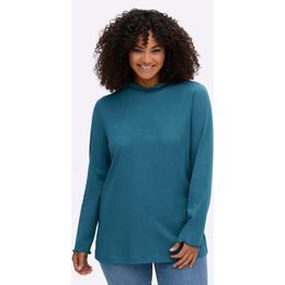 Stehkragenshirt sheego "Shirtrolli", Damen, Gr. 40/42, topas, 97% Baumwolle, 3% Elasthan, unifarben, Shirts Stehkragenshirt