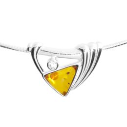 OSTSEE-SCHMUCK Damen Kette mit Anh&auml;nger "- Gleiter-Verna - Silber 925/000 - Bernstein/Zirk.", 42, Silber 925 (Sterlingsilber), silber, Silber 925