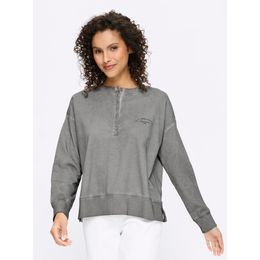 Heine Damen Sweatshirtsteingrau, Gr. 42, gemustert, 100% Baumwolle, Sweatshirts