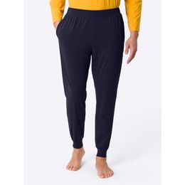 Herren Schlafhose, Gr. 52, blau, 100% Baumwolle, unifarben, Hosen