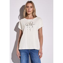 Street One Damen T-Shirt, wei&szlig;, Gr. 46, unifarben, Web, 50% Baumwolle, 50% Modal, Shirts, im soften Baumwoll-Mix