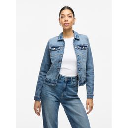 Vila Damen Jeansjacke "VISHOW NEW L/S DENIM JACKET - NOOS", blau, Gr. XS, unifarben, Web, Obermaterial: 67% Baumwolle, 29% Polyester, 3% Viskose, 1%