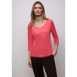 Street One Damen 3/4-Arm-Shirtstriking coral, Gr. 44, unifarben, Web, Obermaterial: 50% Baumwolle, 50% Modal; Futter: 100% Baumwolle, Shirts, mit 3/4