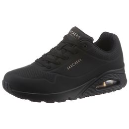 Skechers Damen Wedgesneaker "Uno - Stand on Air", Gr. 40, schwarz, Lederimitat, Schuhe, Freizeitschuh, Halbschuh, Schn&uuml;rschuh mit feiner Perforation