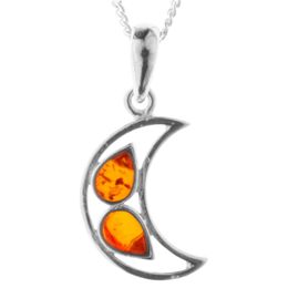 OSTSEE-SCHMUCK Damen Kette mit Anh&auml;nger "- Mond - Silber 925/000 - Bernstein", 45, Silber 925 (Sterlingsilber), silber, Silber 925 (Sterlingsilber),