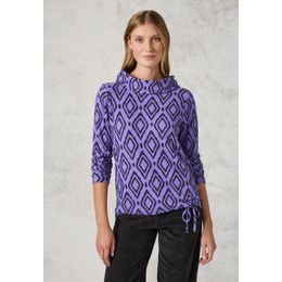 Cecil Damen Langarmshirt, lila, Gr. XXL, bedruckt, Stoff, 67% Viskose, 28% Polyester, 5% Elasthan, Shirts, mit Tunnelzug am Saum