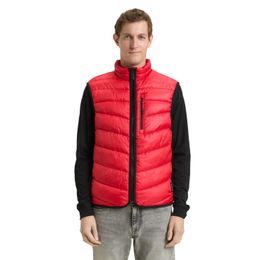 Tom Tailor Herren Steppweste, rot, Gr. M, unifarben, Steppware, Obermaterial: 100% Polyester. Futter: 100% Polyester, Westen, mit Taschen