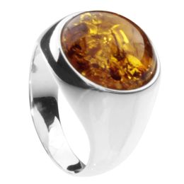 OSTSEE-SCHMUCK Damen Fingerring "- Classic 14 mm - Silber 925/000 - Bernstein", 62, silber, Fingerringe