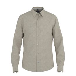 OLYMP Herren Leinenhemd, beige, Gr. XXL, meliert, unifarben, Leinenmischung, Obermaterial: 100% Leinen, Hemden, Kentkragen, casual