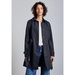 Street One Damen Trenchcoat, blau, Gr. 34, unifarben, Web, 69% Baumwolle, 31% Polyester, M&auml;ntel, mit Bindeg&uuml;rtel