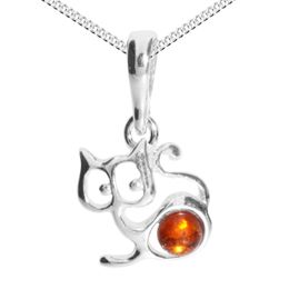 OSTSEE-SCHMUCK Damen Kette mit Anh&auml;nger "- Katze - Silber 925/000 - Bernstein", 45, Silber 925 (Sterlingsilber), silber, Silber 925 (Sterlingsilber),