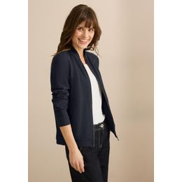 Cecil Damen Cardigan, blau, Gr. L, unifarben, Web, 70% Baumwolle, 26% Polyester, 4% Elasthan, Strickjacken, aus Baumwolle mit Stretchanteil