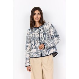 soyaconcept Damen Kurzjacke "SC-CARLI 3", blau, Gr. M, gemustert, Web, Obermaterial: 100% Viskose, Jacken, aus Viskose, h&uuml;ftlange Passform, mit