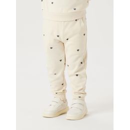 name it M&auml;dchen Sweatpants "NMFVALBA SWE PANT UNB NOOS", beige, Gr. 98, bedruckt, Sweatware, Obermaterial: 100% Baumwolle, Hosen
