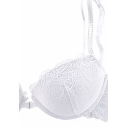 Lascana Damen Push-up-BH, Gr. 85, wei&szlig;, Spitze, Obermaterial: 60% Polyamid, 35% Polyester, 5% Elasthan, BHs, mit praktischem Vorderverschluss und