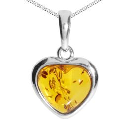OSTSEE-SCHMUCK Damen Kette mit Anh&auml;nger "- Herz 13 mm - Silber 925/000 - Bernstein", 42, Silber 925 (Sterlingsilber), silber, Silber 925