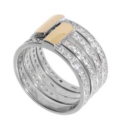 OSTSEE-SCHMUCK Damen Fingerring "- Sunny Exklusiv - Silber 925/000 & Gold 585/000 - Zirkonia", 56, silber, Fingerringe