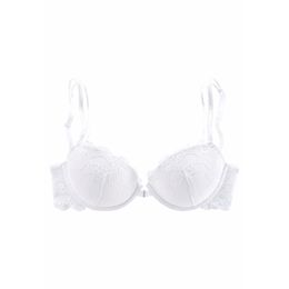 Lascana Damen Push-up-BH, Gr. 85, wei&szlig;, Spitze, Obermaterial: 60% Polyamid, 35% Polyester, 5% Elasthan, BHs, mit praktischem Vorderverschluss und