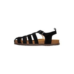 Henry Stevens Herren Sandale "Drew FSI Freizeitschuh", Gr. 45, schwarz, Kalbsvelours, Schuhe, Herren-Sandalen handgefertigt, Lederschuhe Slipper