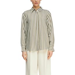 comma, COMMA Damen Hemdbluseschwarz khaki stripes, Gr. 46, gestreift, Web, Obermaterial: 100% Baumwolle, Blusen, mit Jacquardstreifen