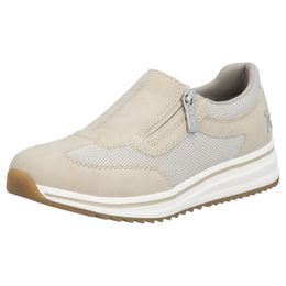 Rieker Damen Slipper, Gr. 42beige, Lederimitat, Basic, Schuhe, Slip-on Sneaker, Halbschuh, Freizeitschuh mit Rei&szlig;verschluss