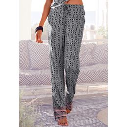 Damen Pyjamahose, VIVANCE DREAMS BY LASCANA, Gr. 40, braun, Single Jersey, Obermaterial: 100% Viskose, bedruckt, Hosen, in sch&ouml;nem Ethno-Design
