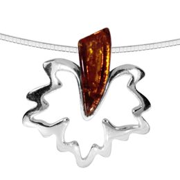 OSTSEE-SCHMUCK Damen Kette mit Anh&auml;nger "- Gleiter-Ahorn - Silber 925/000 - Bernstein", 50, Silber 925 (Sterlingsilber), silber, Silber 925