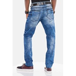 Cipo & Baxx CIPO & BAXX Herren 5-Pocket-Jeans "Jeans", blau, Basic, Gr. 32, unifarben, 98% Baumwolle, 2% Elasthan, Jeans, mit coolen Kontrastn&auml;hten, CD-499