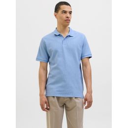 Jack & Jones JACK & JONES Herren Poloshirt "JJEAUSTIN POLO SS NOOS", blau, Gr. S, bestickt, unifarben, Jersey, Obermaterial: 58% Polyester, 40% Baumwolle, 2%