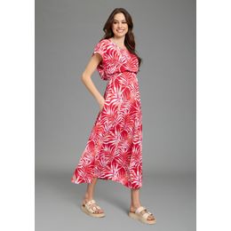 Neun Monate Damen Umstandskleid "Langes Schwangerschafts- und Still-Kleid", rot, Gr. 40, bedruckt, Jersey, Obermaterial: 95% Viskose, 5% Elasthan.