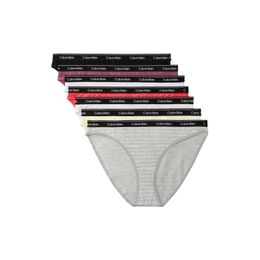 Damen Bikinislip "BIKINI 7PK", Calvin Klein Underwear, Gr. Lblck, prsrbt, icnlgstrp gryhthr, snwht, Jersey, Obermaterial: 90% Baumwolle, 10%