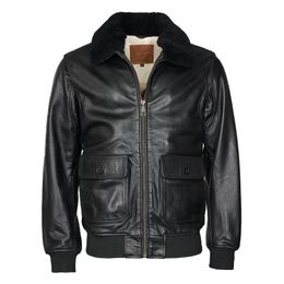 Top Gun Herren Lederjacke "TG2023002", schwarz, Gr. M, Obermaterial: 100% Lammleder. Futter: 100% Polyester. Wattierung: 100% Polyester. Strick: 100%